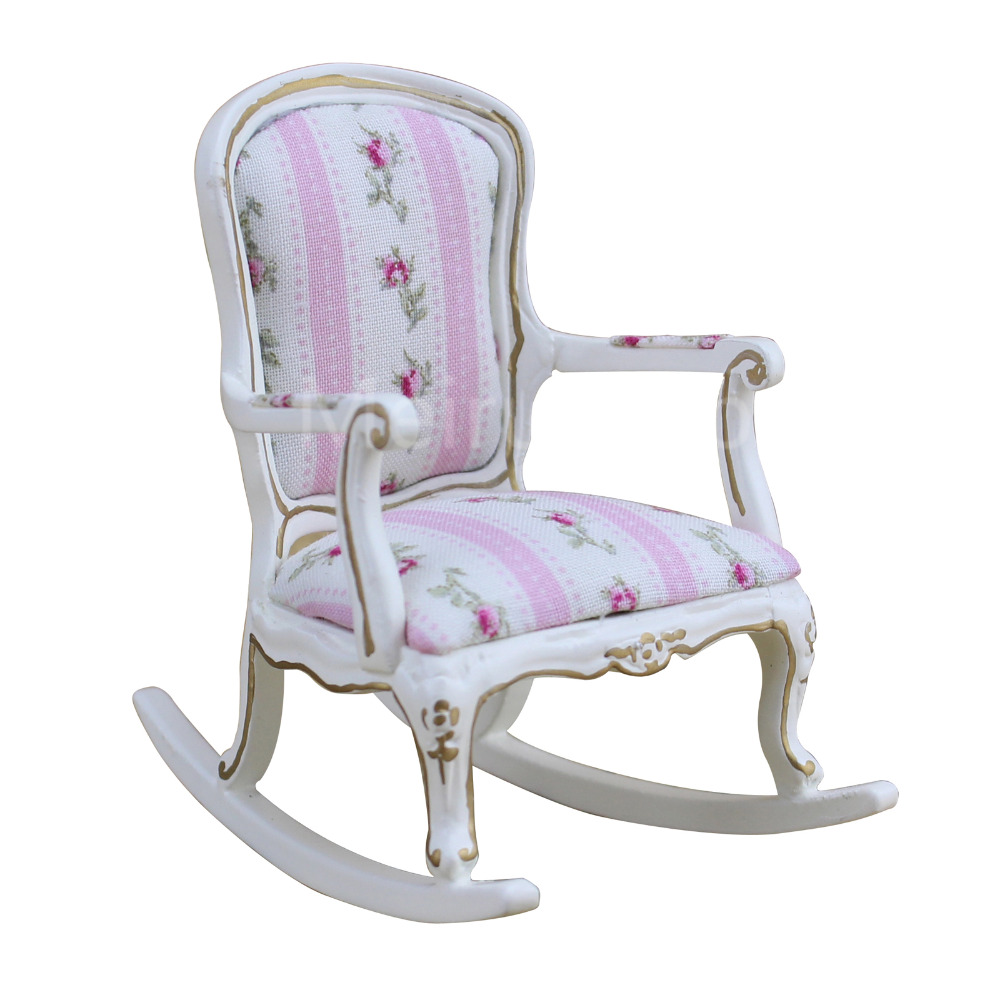 Dollhouse 1/12 Scale Miniature furniture white Hand-painted gold Floral ...