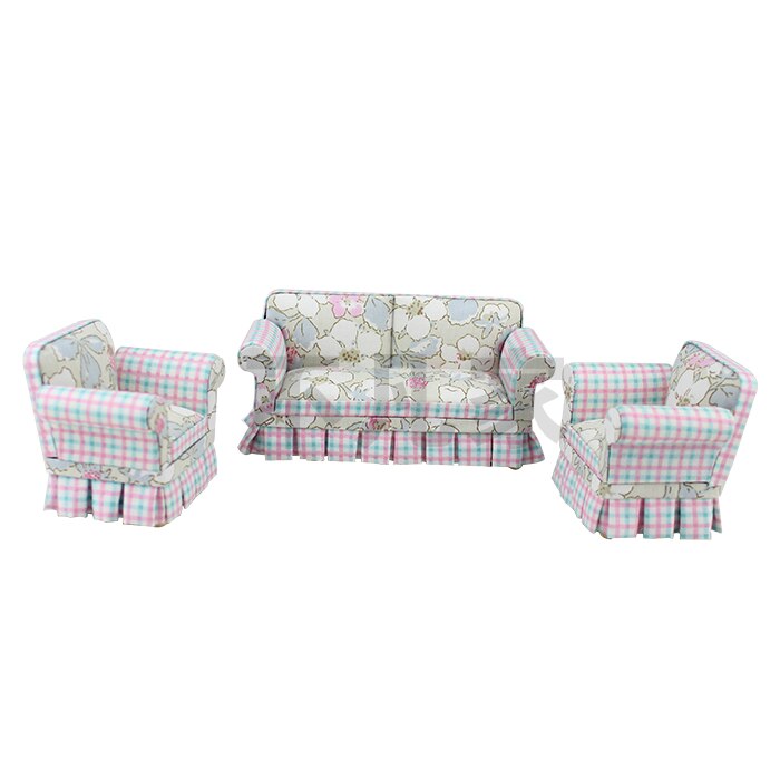 Doll miniature furniture 1/12 scale Petal pattern fabric Living room ...